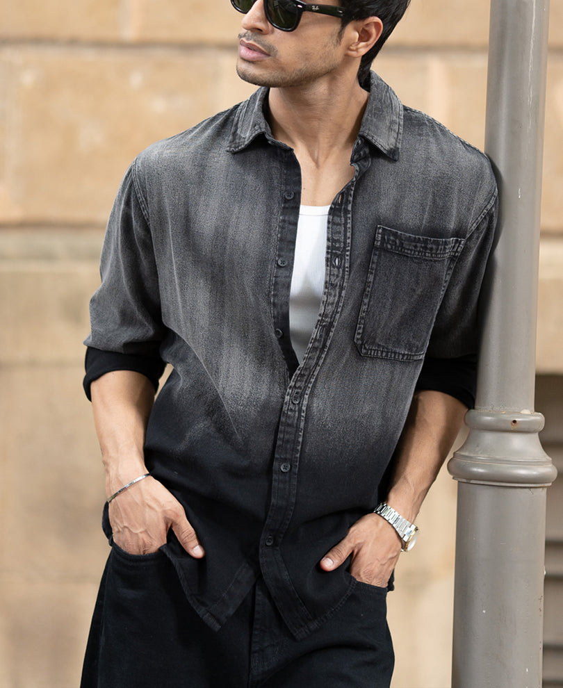 Black Sprayed Denim Shirt – Powerlook