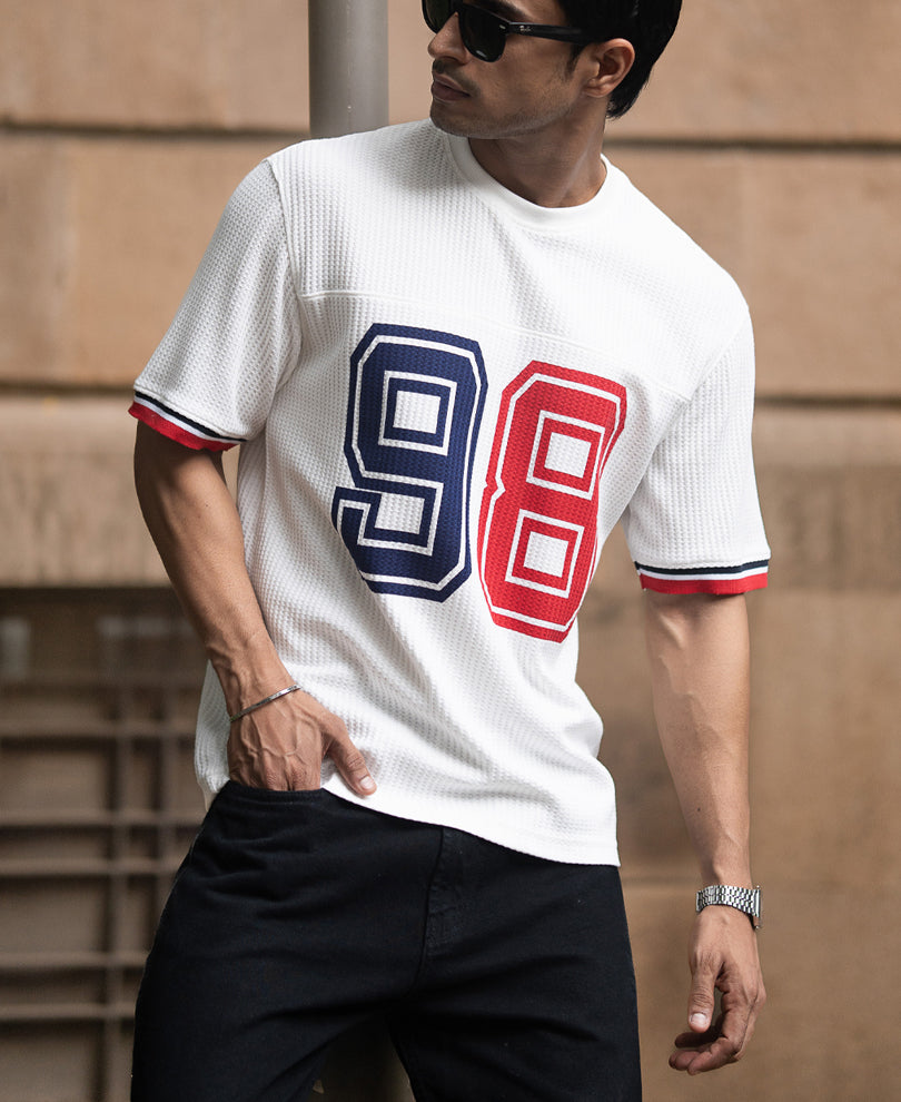 White Structured Print T-Shirt – Powerlook
