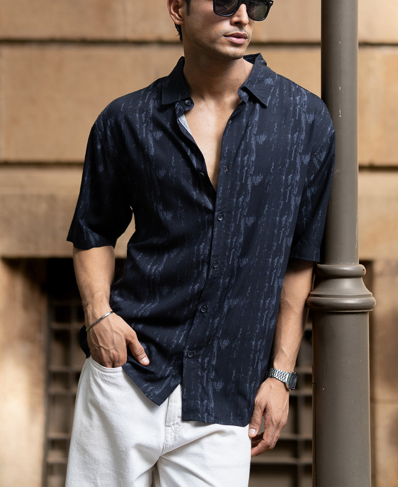 Black Abstract Lightweight Print Shirt – Powerlook