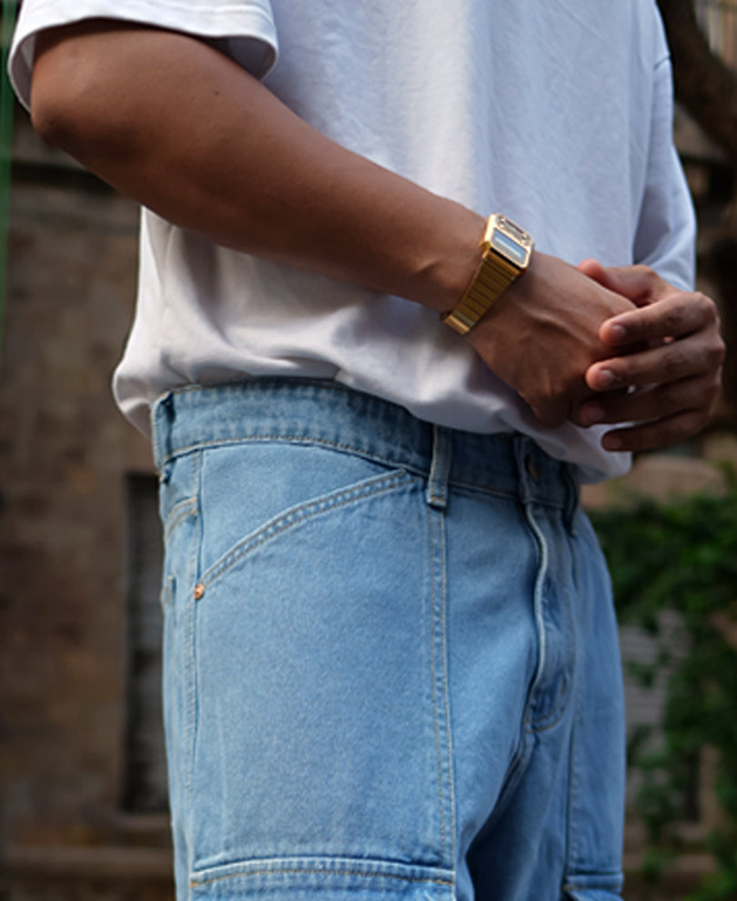 Ice Blue Denim Cargo Pocket Baggy Fit Jeans – Powerlook