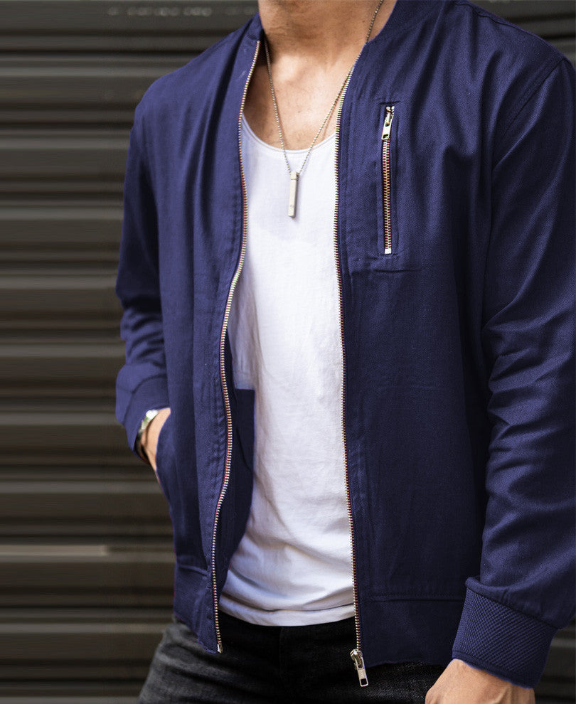 Winter Jackets- Navy Blue Bomber Jackets for Men Online | Powerlook