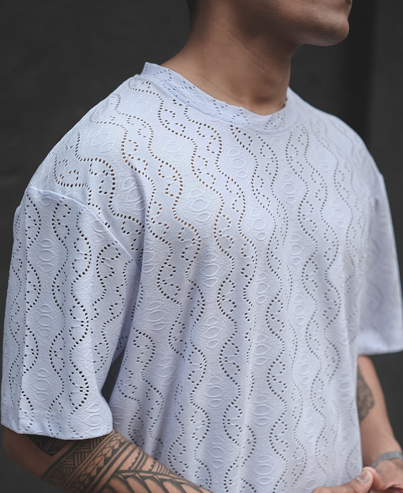 Lavender See Through Design Half Sleeves T Shirt – Powerlook